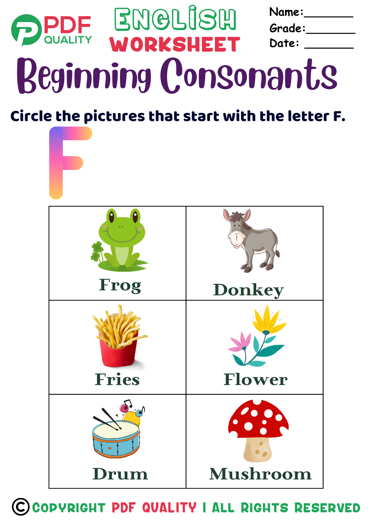 Beginning Consonants with the letter F – Sania Library