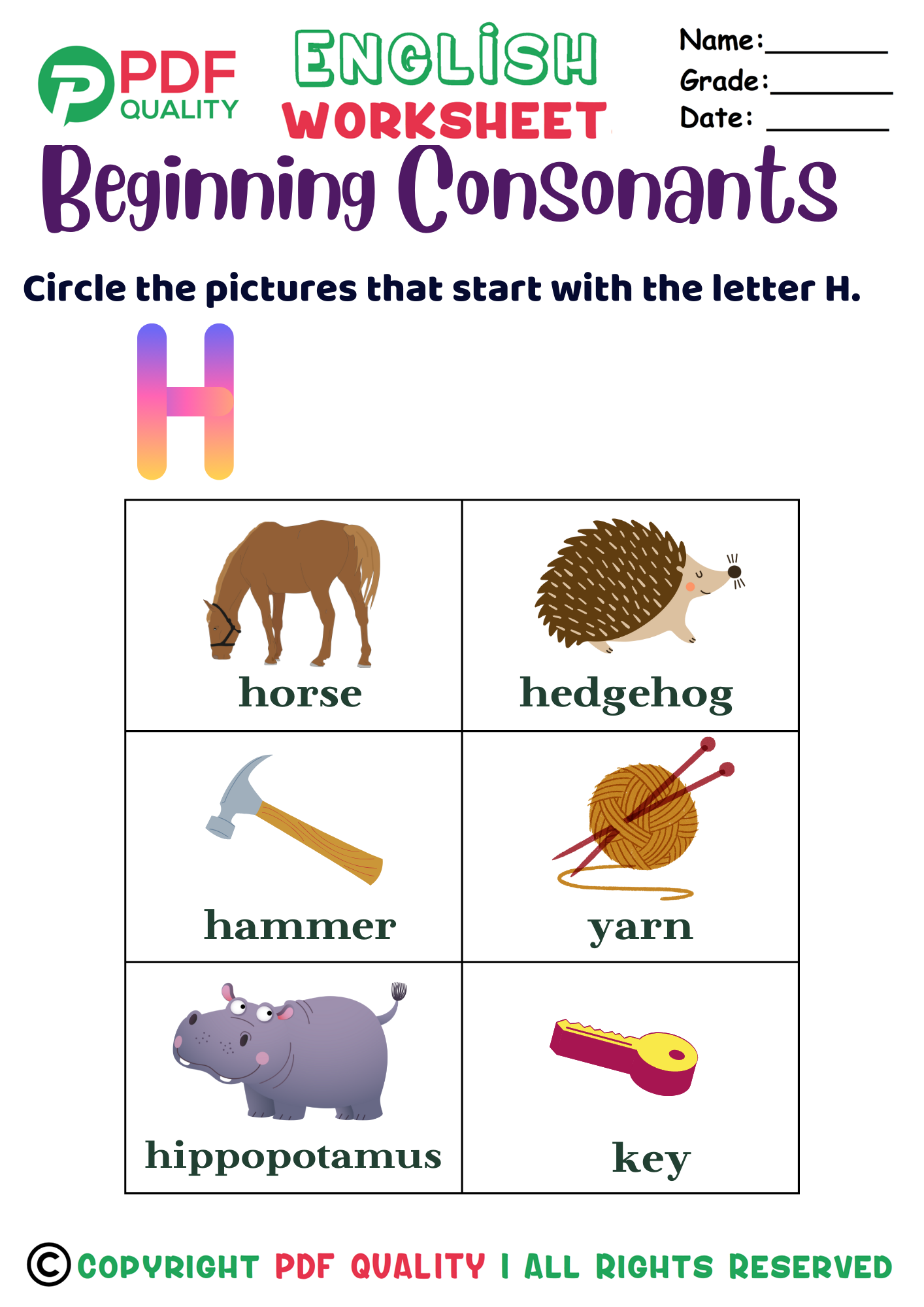 Beginning Consonants with the letter H – Sania Library